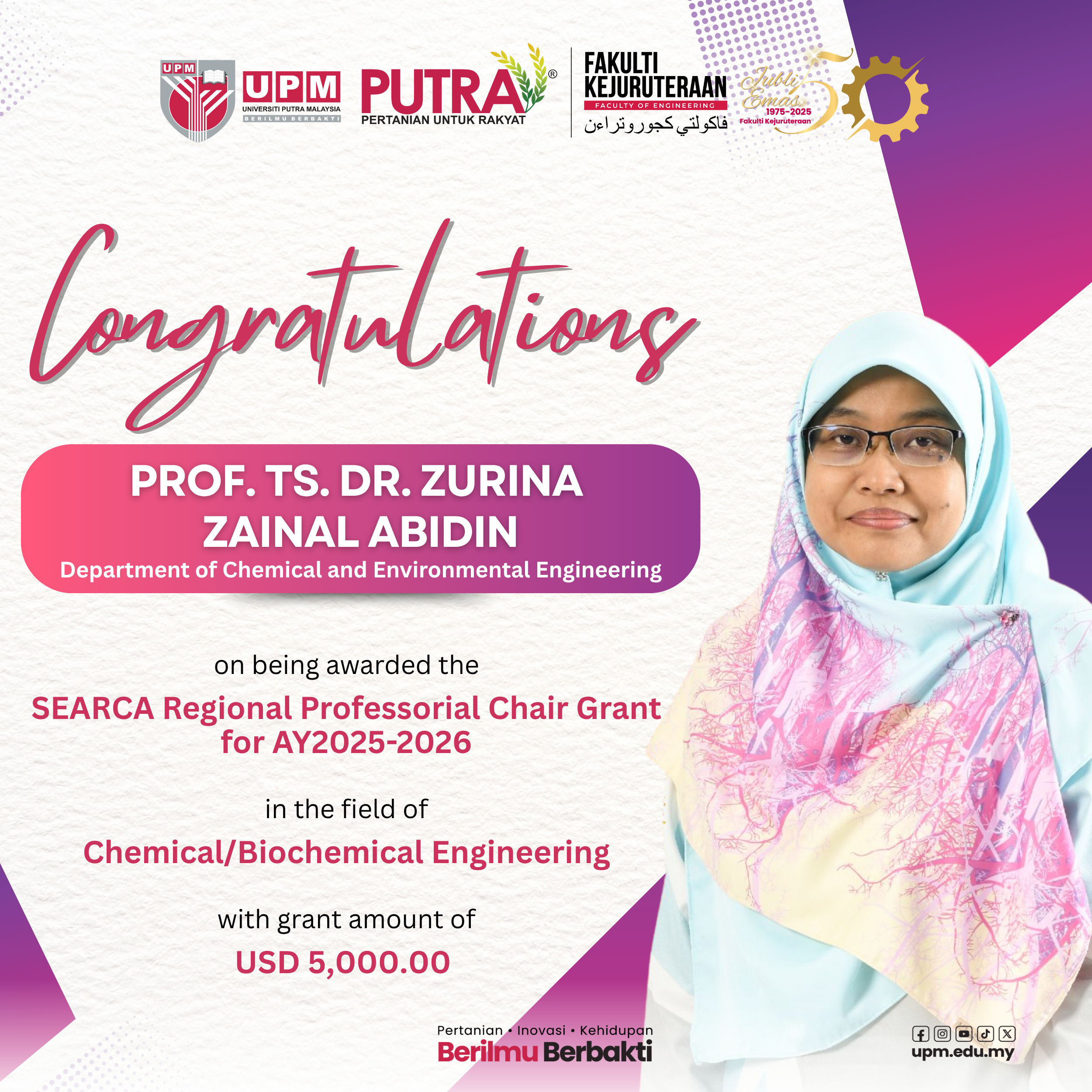 Congratulations to Professor Ts. Dr. Zurina Zainal Abidin, academician ...